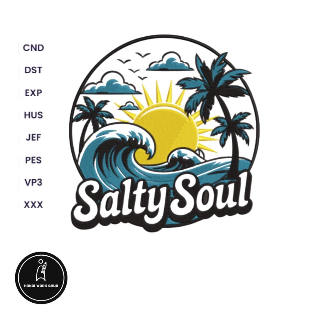 Salty Soul Embroidery Design: Beach Theme (instant Download, Machine ...