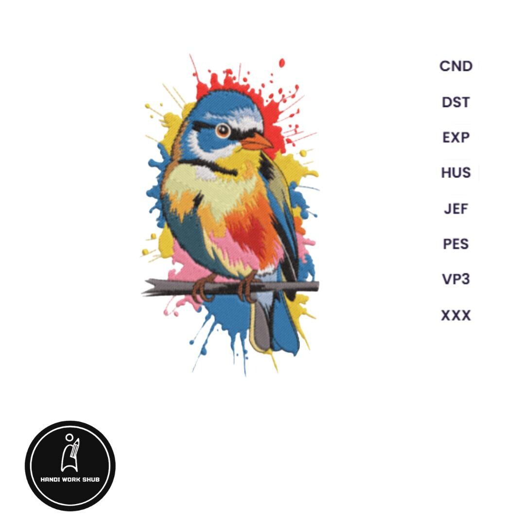 Colorful Sparrow Embroidery Design Embroidery Birds Embroidery Designs ...