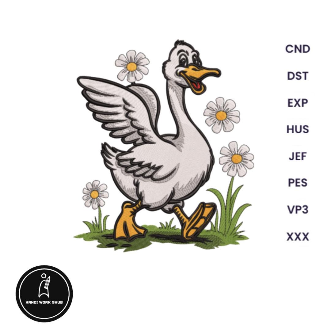 Happy Duck Embroidery Design Home Embroidery Birds Embroidery Designs ...