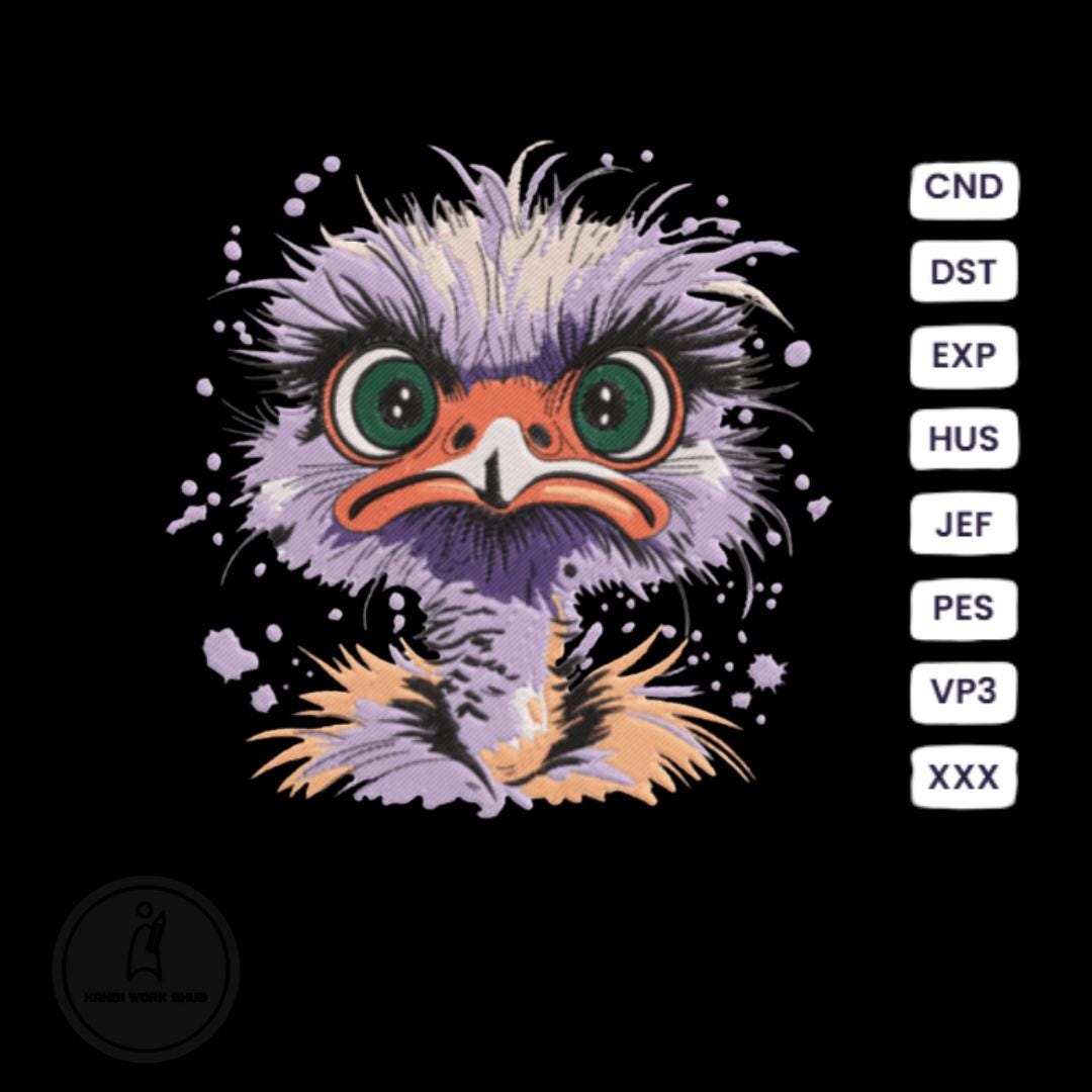 Common Ostrich Embroidery Design Home Embroidery Birds Embroidery ...