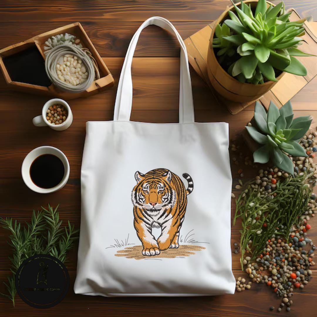 Realistic Tiger Walking Embroidery Design Embroidery Wild Animals ...