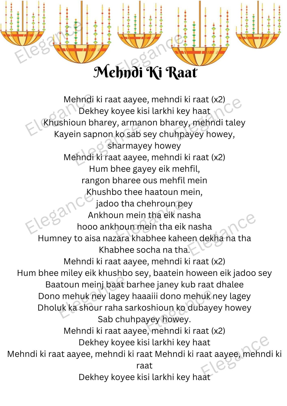 Dholki Songs Lyrics Book Mehndi Song Book Dholki Songs Sangeet Songs ...