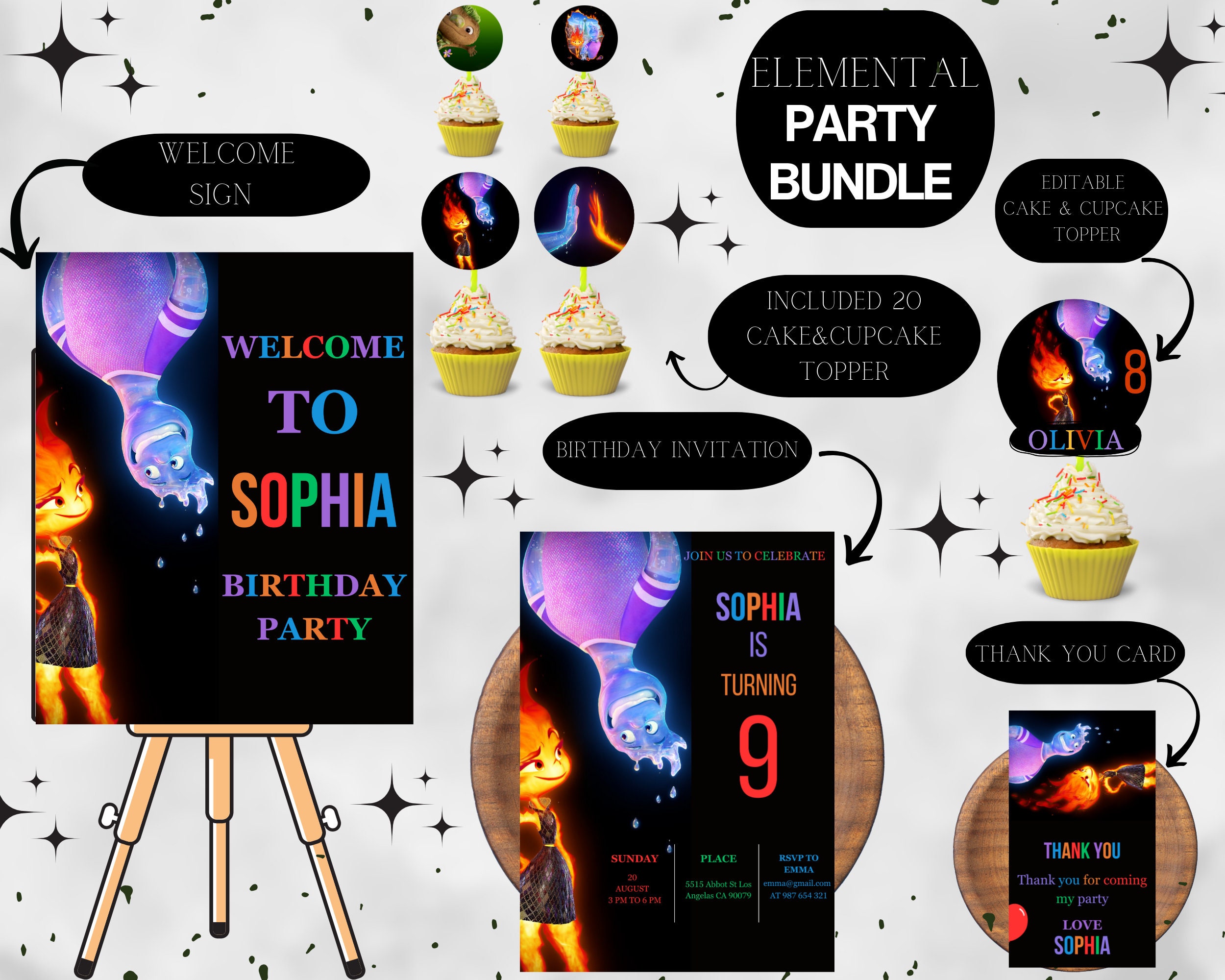 Elemental Party Bundle Editable Customizable Birthday - Etsy