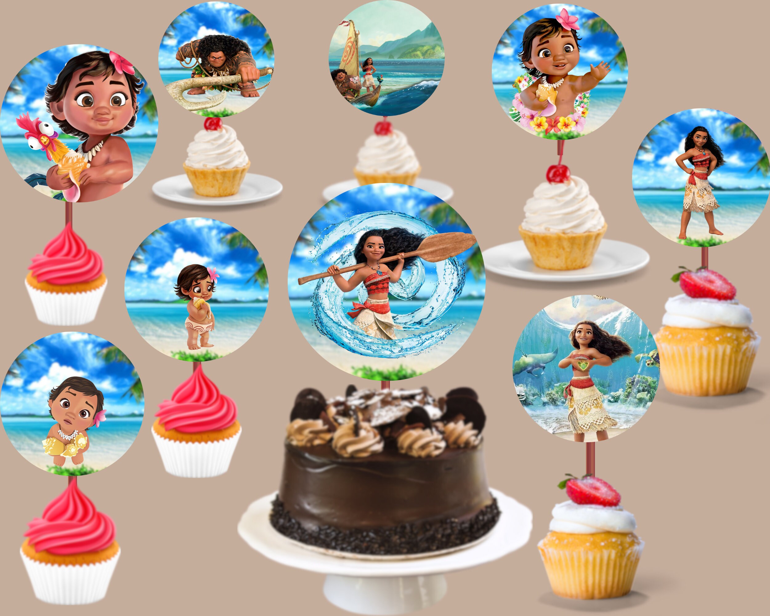Bebé Moana Cake Topper Cupcake Topper Png Clipart Moana topper - Etsy ...