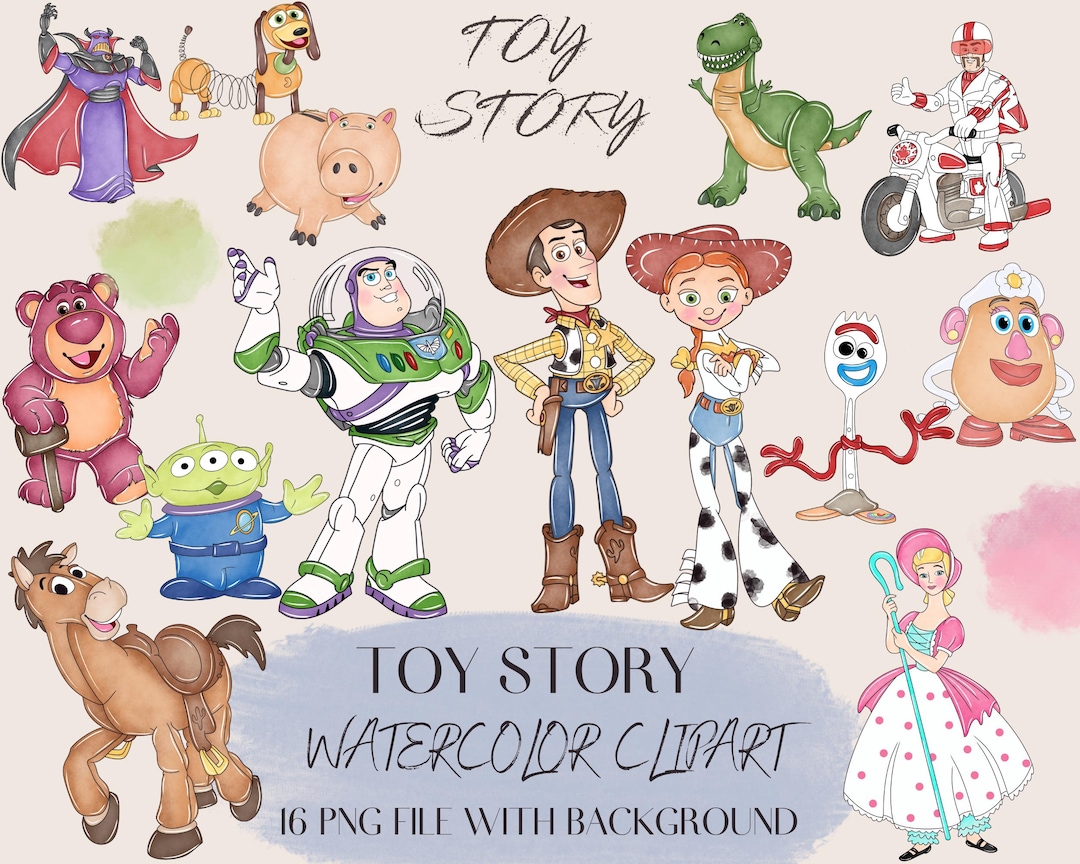 Toy Story Watercolor Clipart: 16 Character Pngs (digital Download), Mr ...