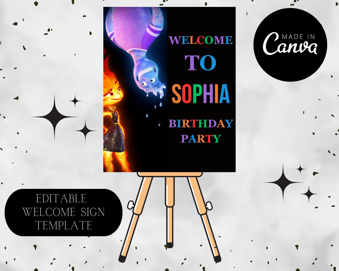 Elemental Welcome Sign, Movies Welcome Sign, Printab Le , Customizeable ...