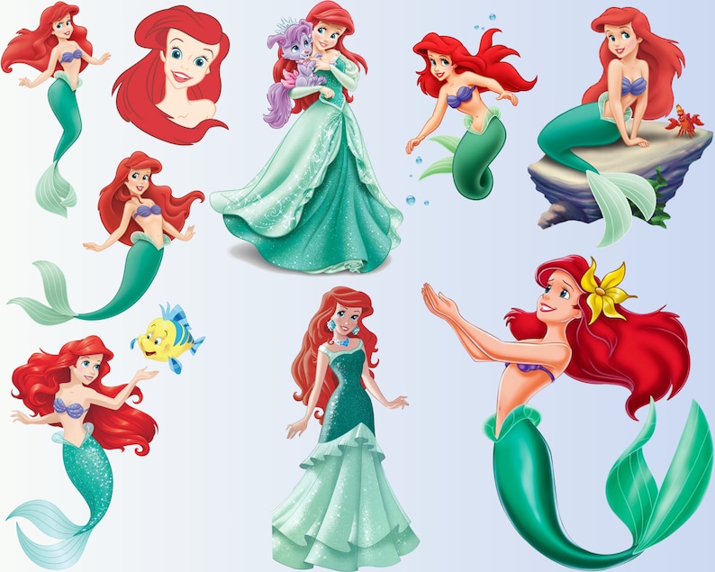 Ariel PNG Clipart Bundle: Little Mermaid Graphics (digital Download) - Etsy