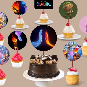 Elemental Movie Cake & Cupcake Toppers: Ember, Lumen, Lake (digital ...