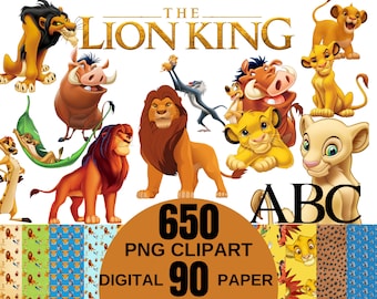 Lion King Digital Paper, Lion King PNG Clipart Instant Download, Simba ...