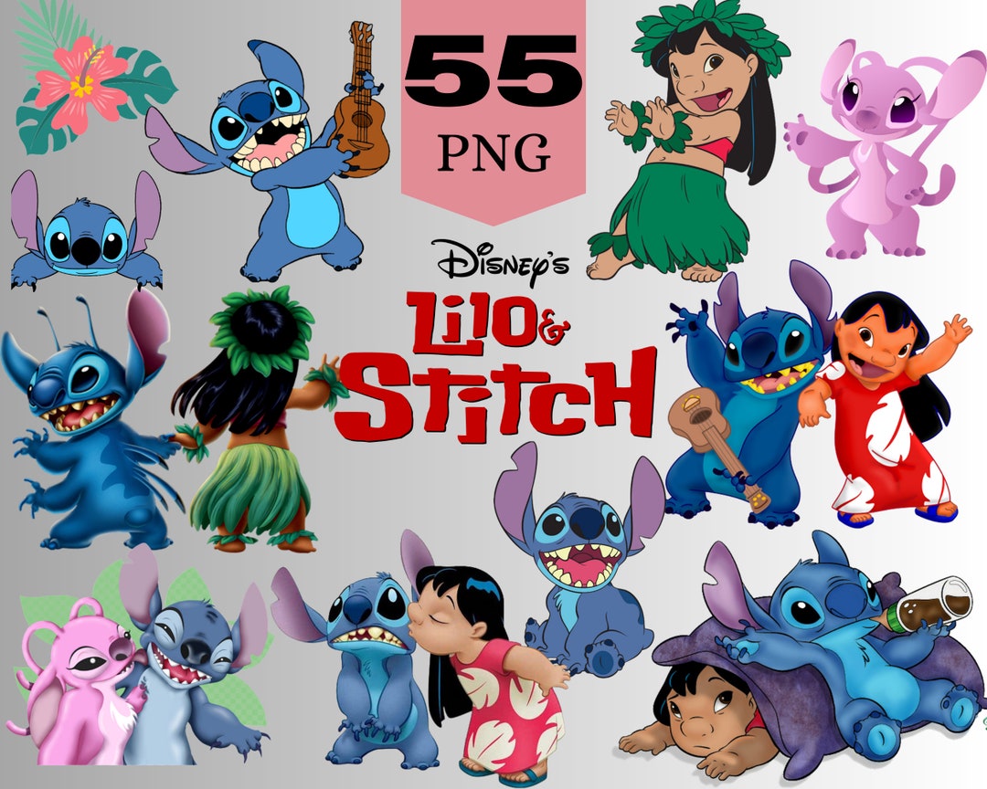 Lilo and Stitch Png Clipart Bundle Cake Topper Birthday Inv. Instant ...