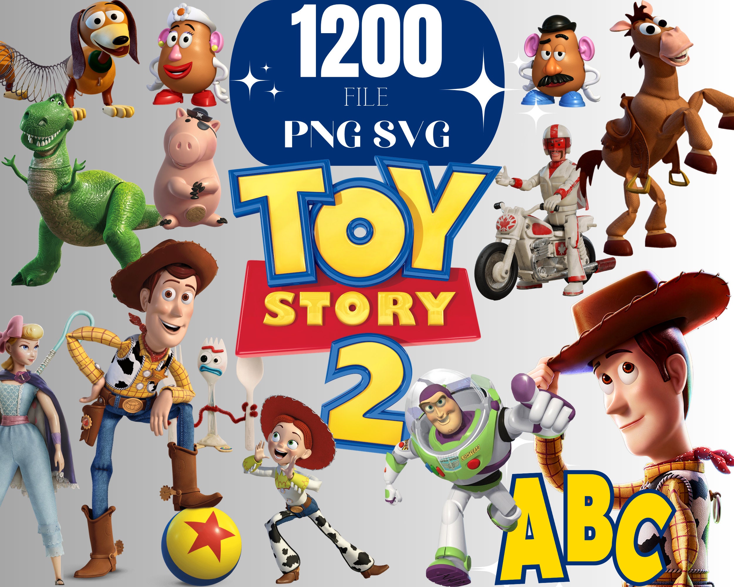 Toy Story Clipart Mega Pack: 500 PNG Images, SVG, PDF (digital Download ...