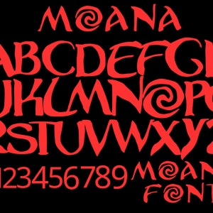 Moana Font: Alphabet, Numbers & Logo (SVG, PNG, TTF) Digital Download ...