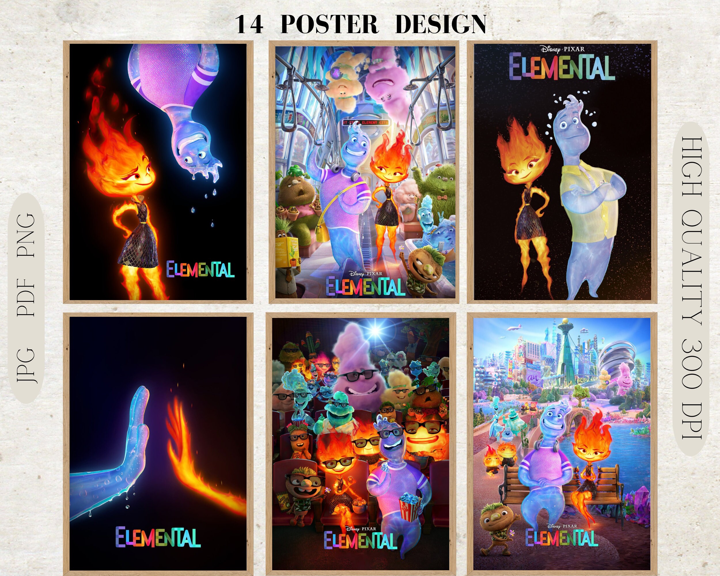 Elemental Clipart Mega Pack: Movie Poster & Stickers (digital Download ...