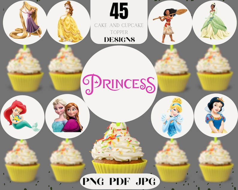 Princess Cake & Cupcake Topper Bundle (digital Download) - Etsy