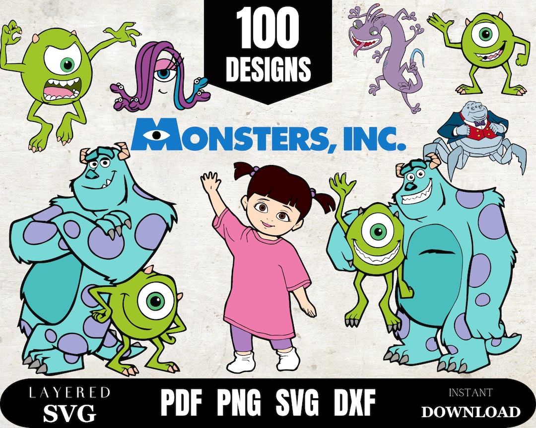 Monsters Inc Set, Monsters Png Clipart Bundle, Monsters Layered Svg ...