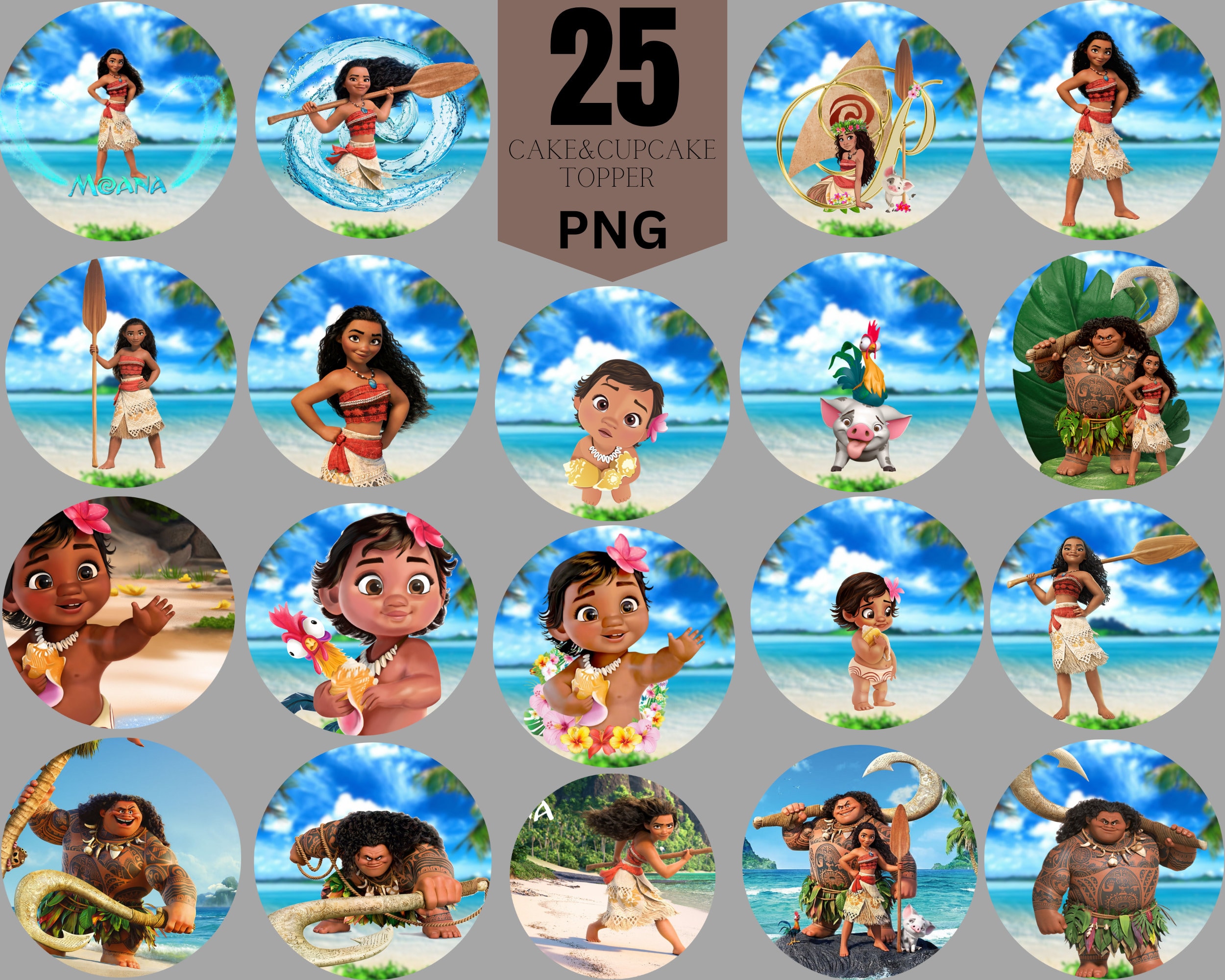 Bebé Moana Cake Topper Cupcake Topper Png Clipart Moana topper - Etsy ...