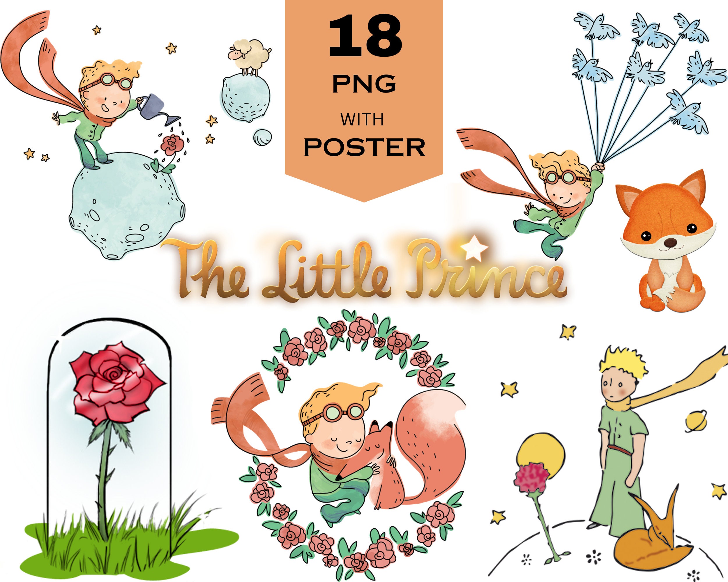 The Little Prince Png Clipart Bundle the Little Prince Poster - Etsy