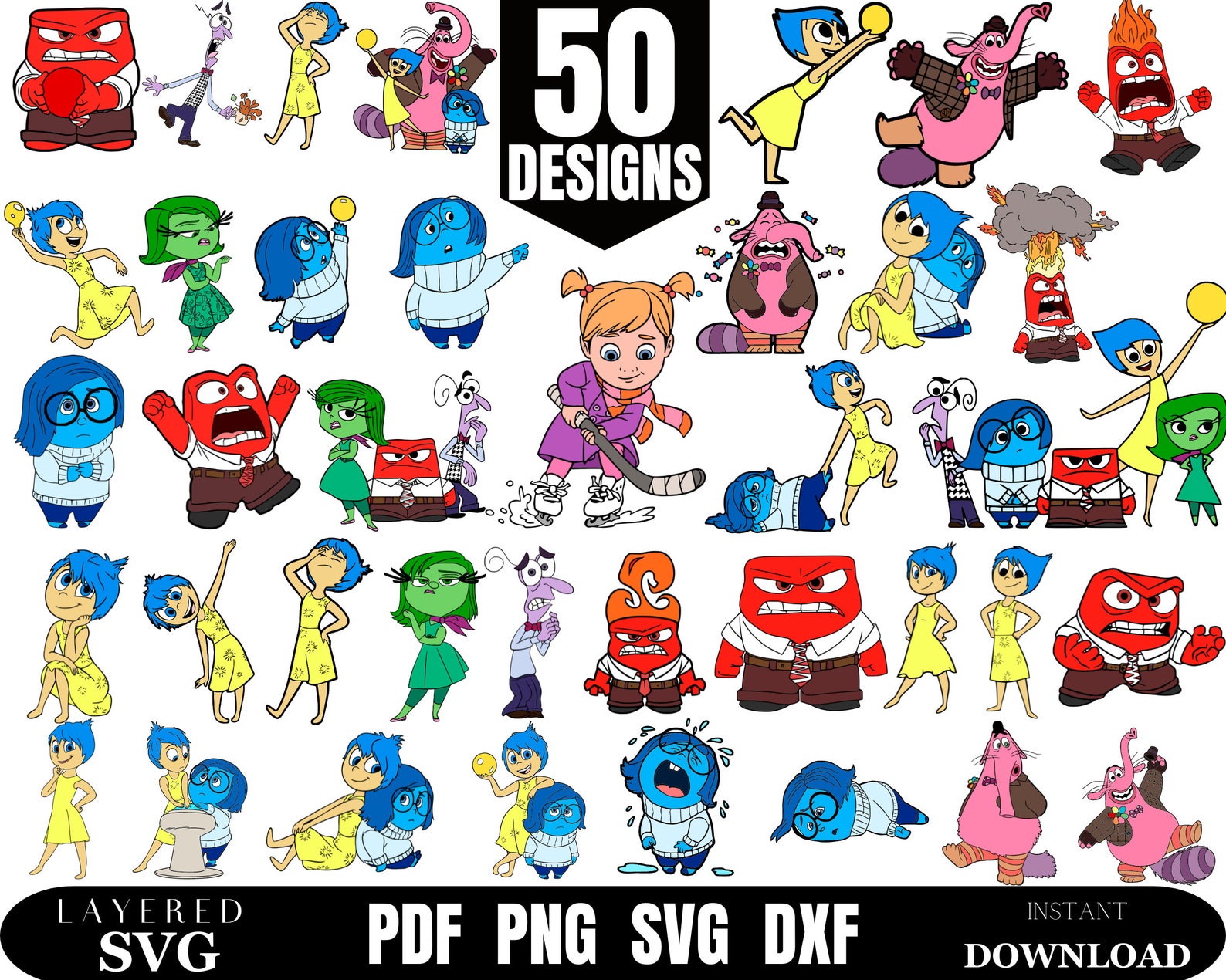 Inside Out 2 PNG, Inside Out 2 SVG, Inside Out 2 Clipart Bundle, Inside ...