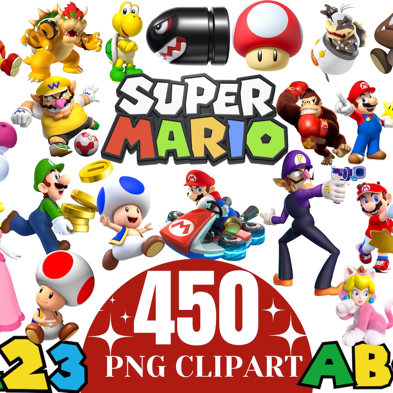 Mario Characters Digital - Etsy