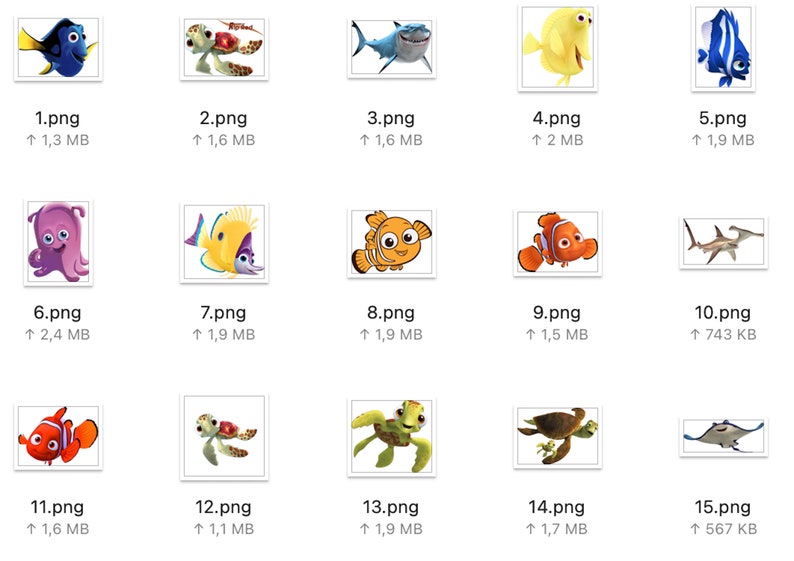 Finding Nemo PNG Clipart Bundle: 25 Digital Images (digital Download ...