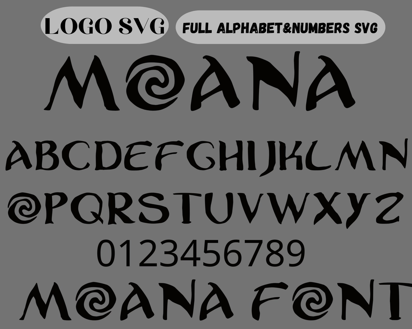 Moana Font: Alphabet, Numbers & Logo (SVG, PNG, TTF) Digital Download ...