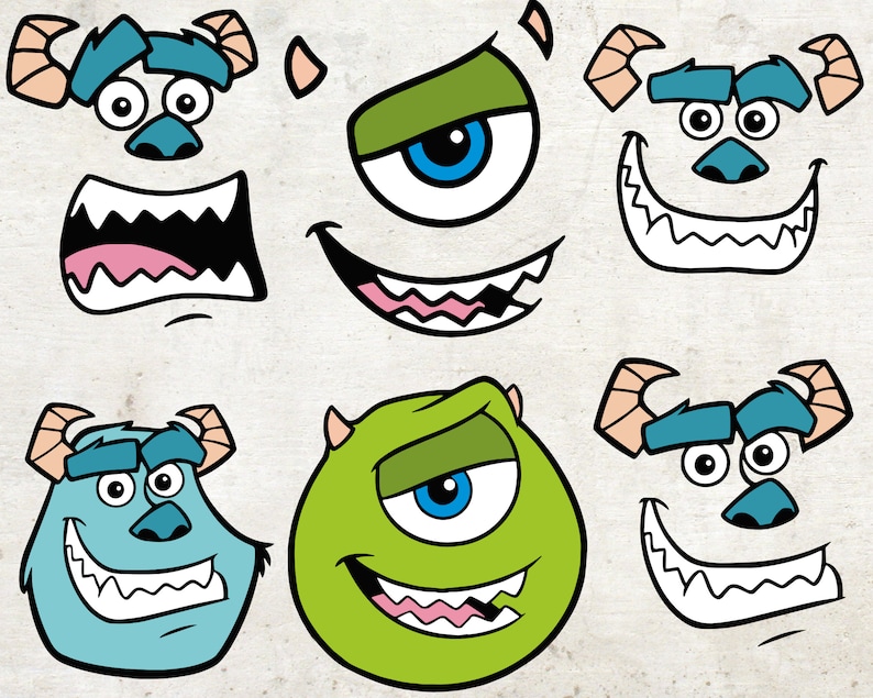 Monsters Inc Set, Monsters Png Clipart Bundle, Monsters Layered Svg ...