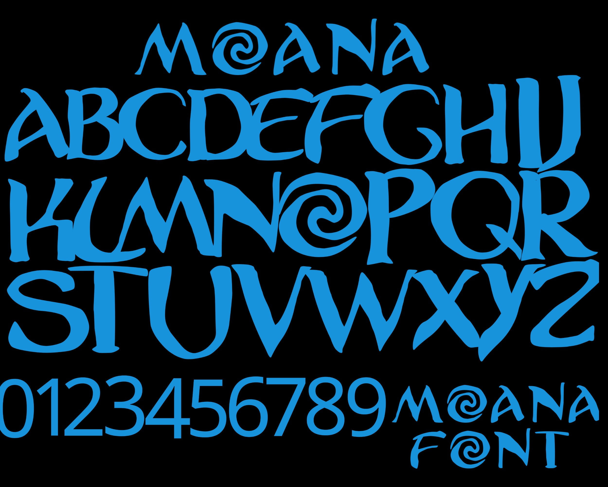 Moana Font: Alphabet, Numbers & Logo (SVG, PNG, TTF) Digital Download ...