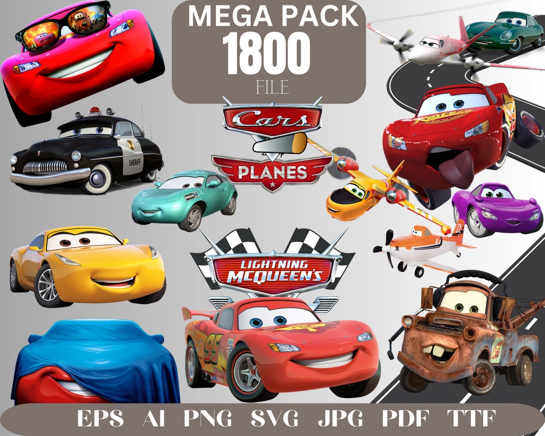 Lightning Mcqueen SVG: Cars Mega Pack Clipart (digital Download) - Etsy