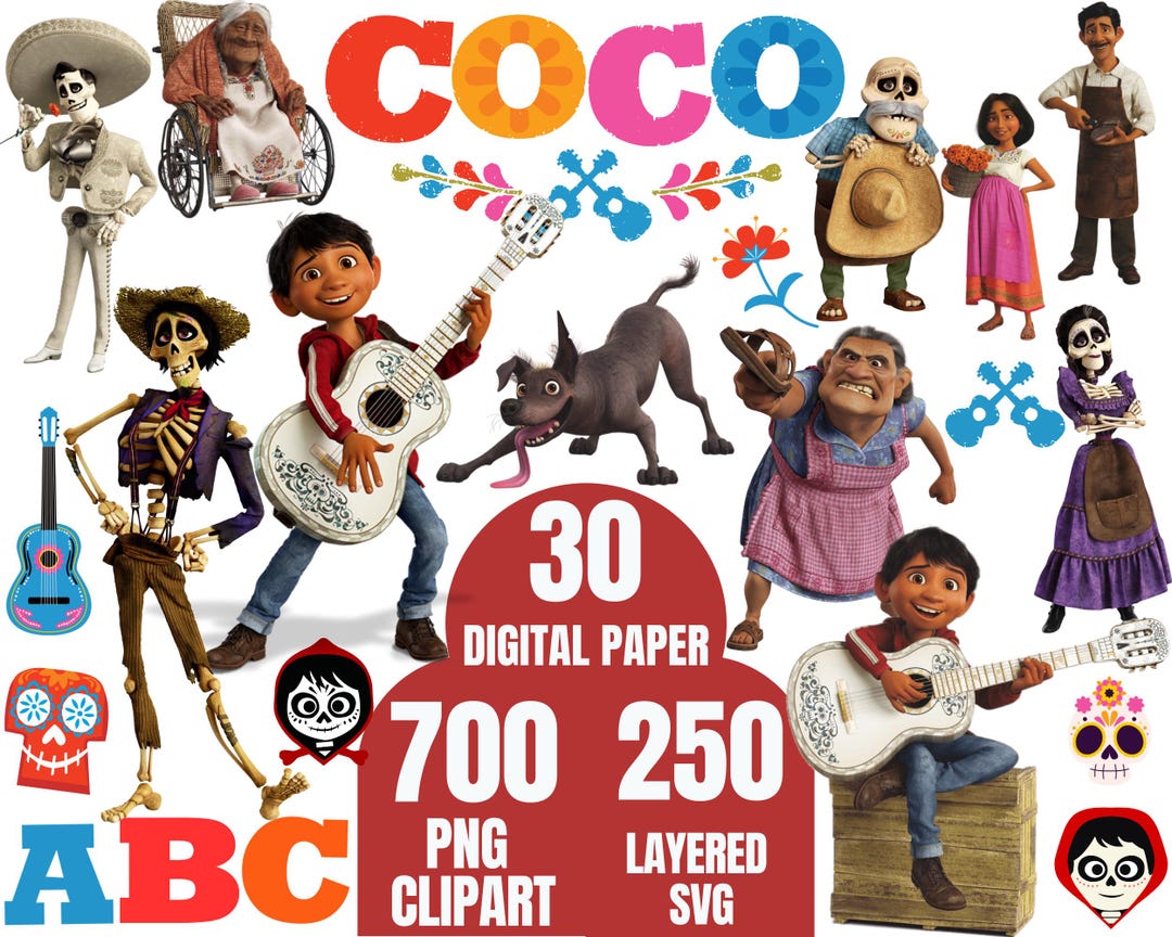 Coco Clipart Bundle: 700 PNG, 250 SVG, Digital Paper (digital Download ...
