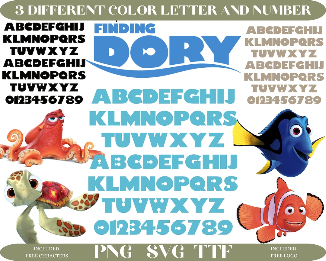 Finding Nemo Font: Letters, Numbers, SVG, PNG, TTF (digital Download ...