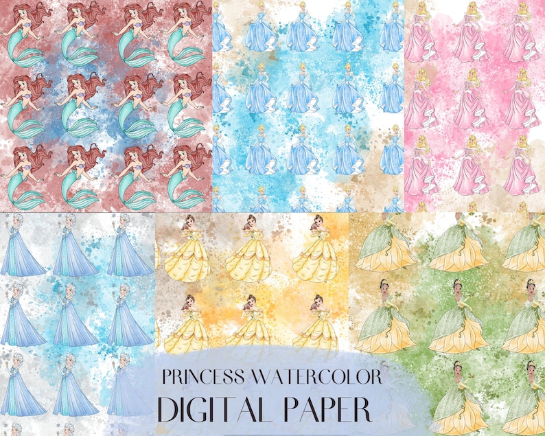 Watercolor Princess Digital Paper Pack (6 Jpgs) - Fairytale Art - Etsy