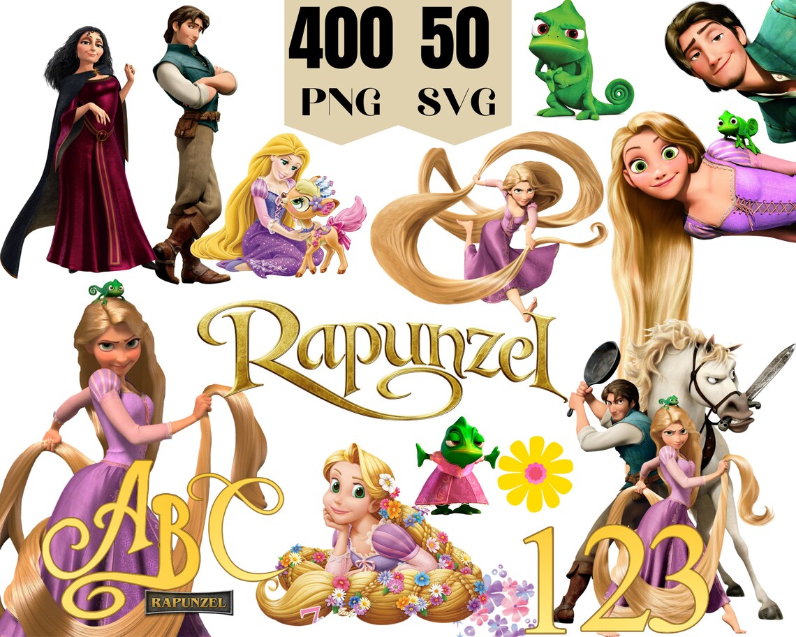 Rapunzel Clipart Bundle: Tangled PNG SVG Graphics (digital Download) - Etsy