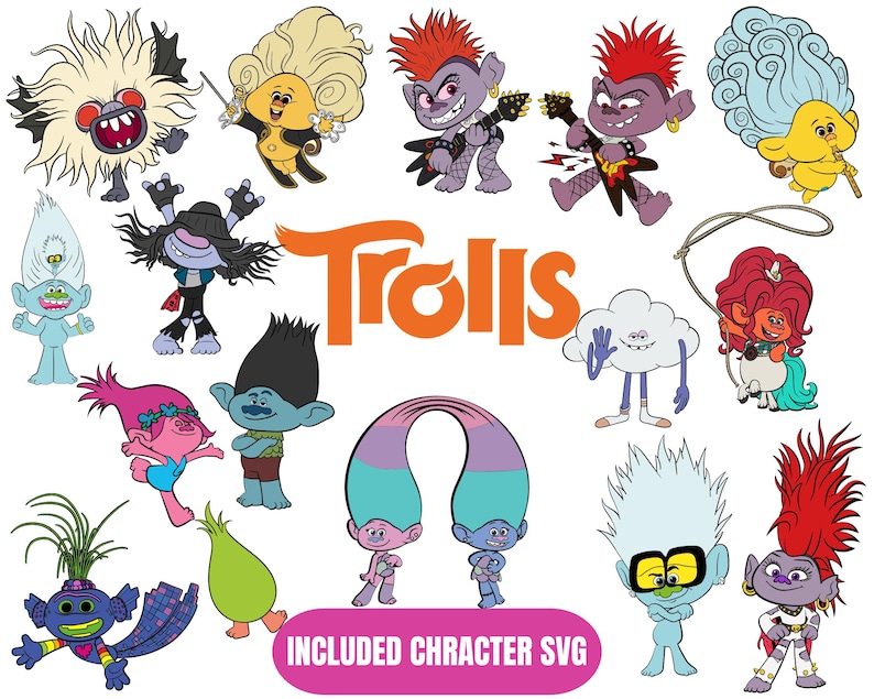 Trolls Clipart Bundle: PNG, SVG, Digital Paper (digital Download) - Etsy