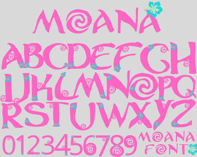 Moana Font: Alphabet, Numbers & Logo (SVG, PNG, TTF) Digital Download ...