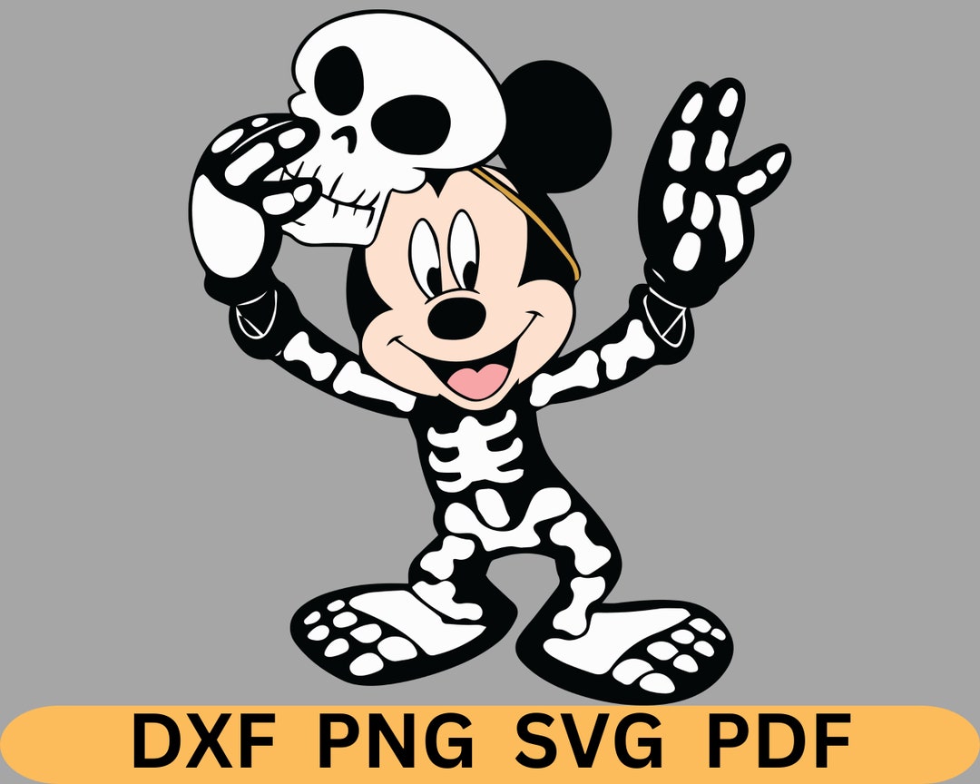 Mickey Skeleton Halloween Clipart - Layered Svg - Halloween Svg Cut ...