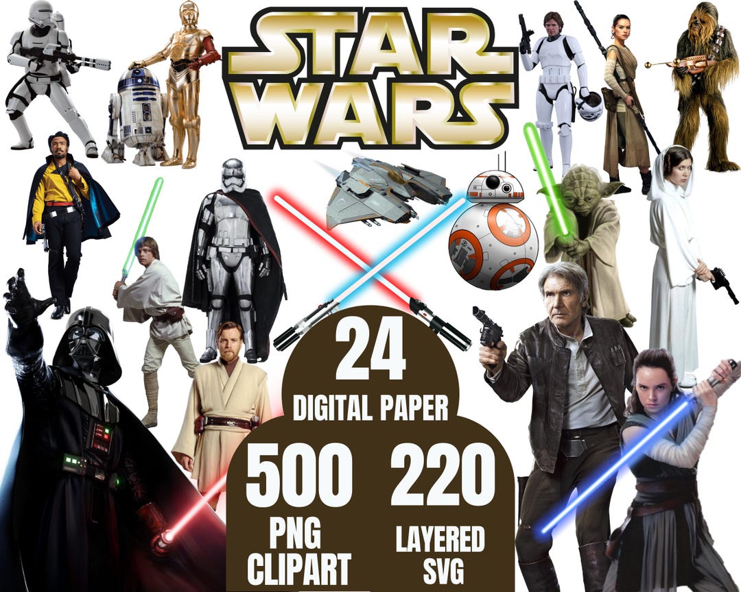 Star Wars Clipart Mega Pack: PNG, SVG, Digital Papers (digital Download ...