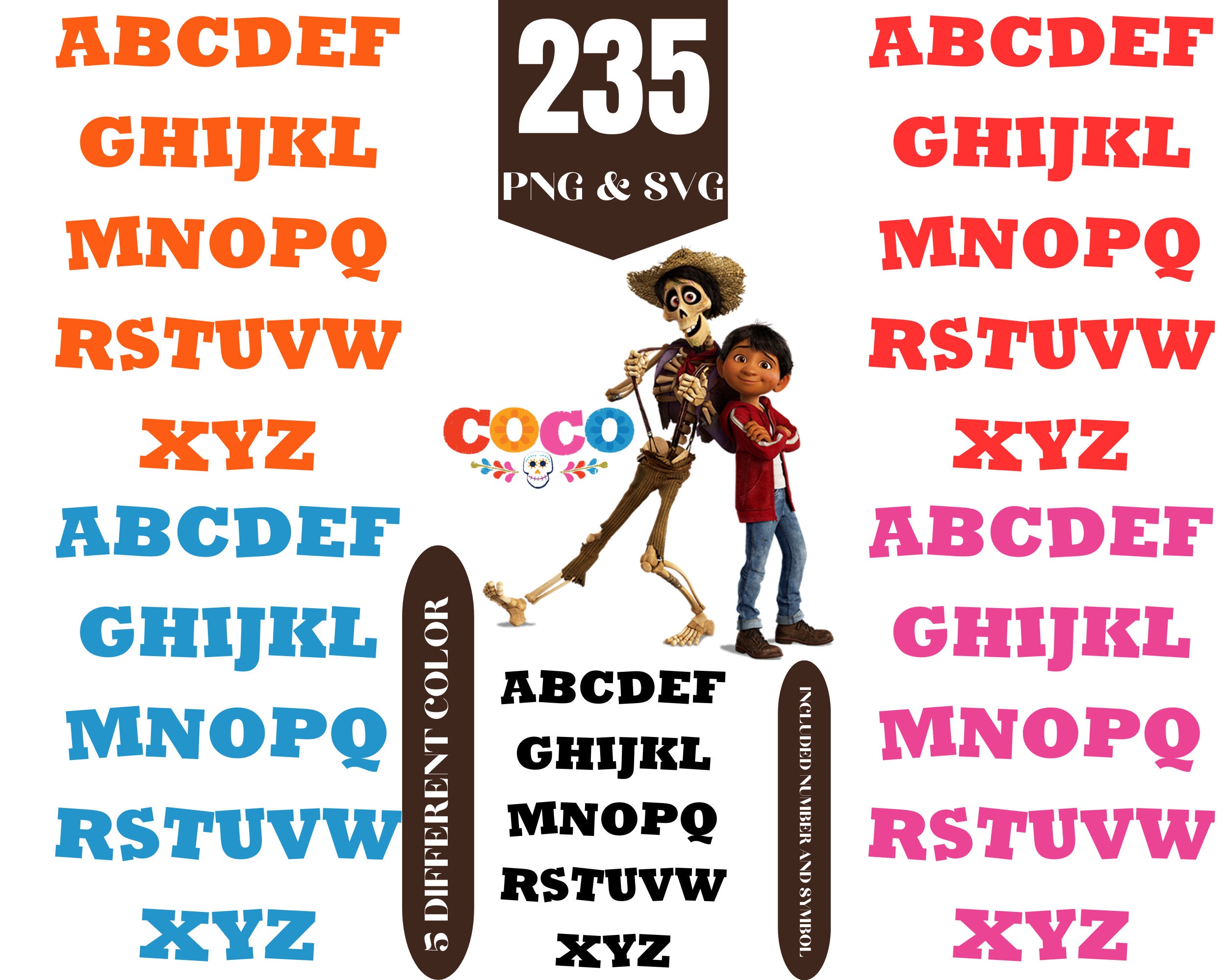 Coco Alphabet Png Svg Bundle Coco Font Letter Number Symbol - Etsy