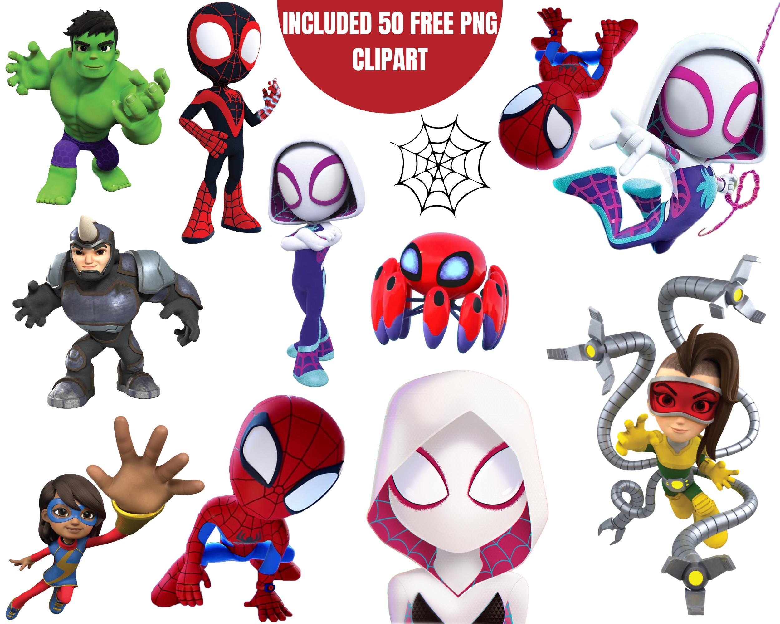Spidey and Friends Alphabet & Numbers Clipart (PNG, SVG) - Etsy