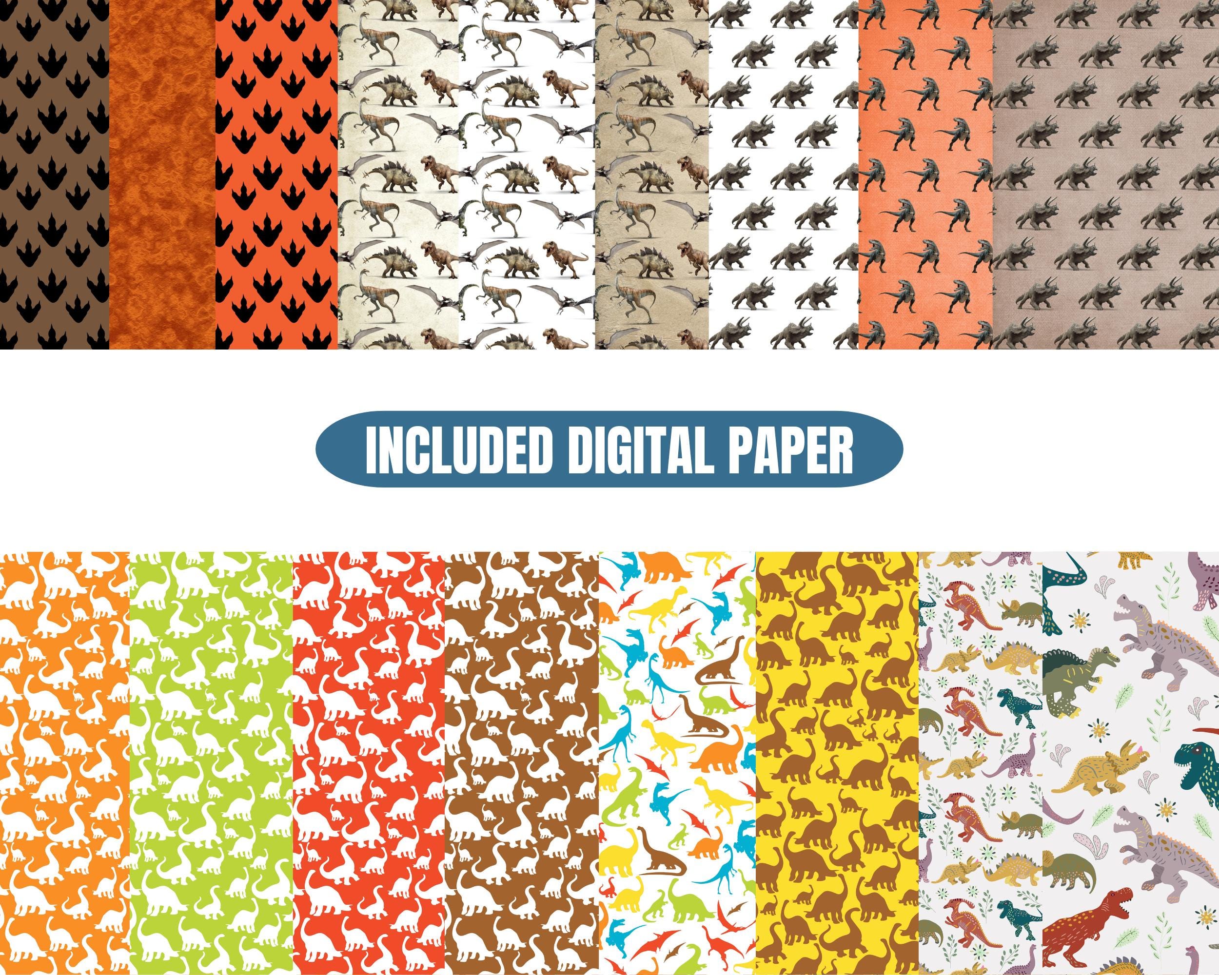 Jurassic Dinosaur Clipart Bundle: Jurassic SVG, PNG, & Digital Paper ...