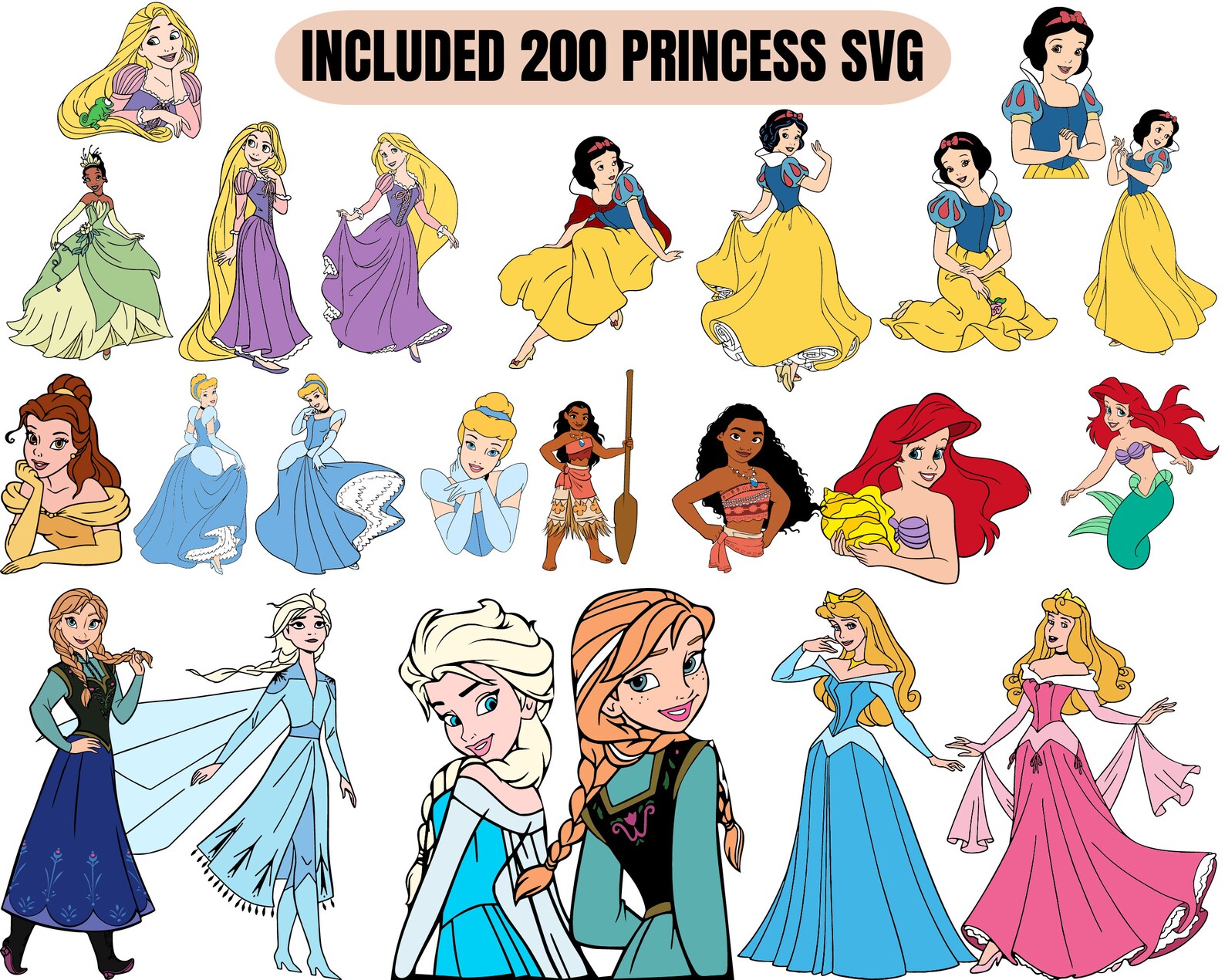 Princess Clipart Bundle: PNG SVG Images (digital Download) - Etsy
