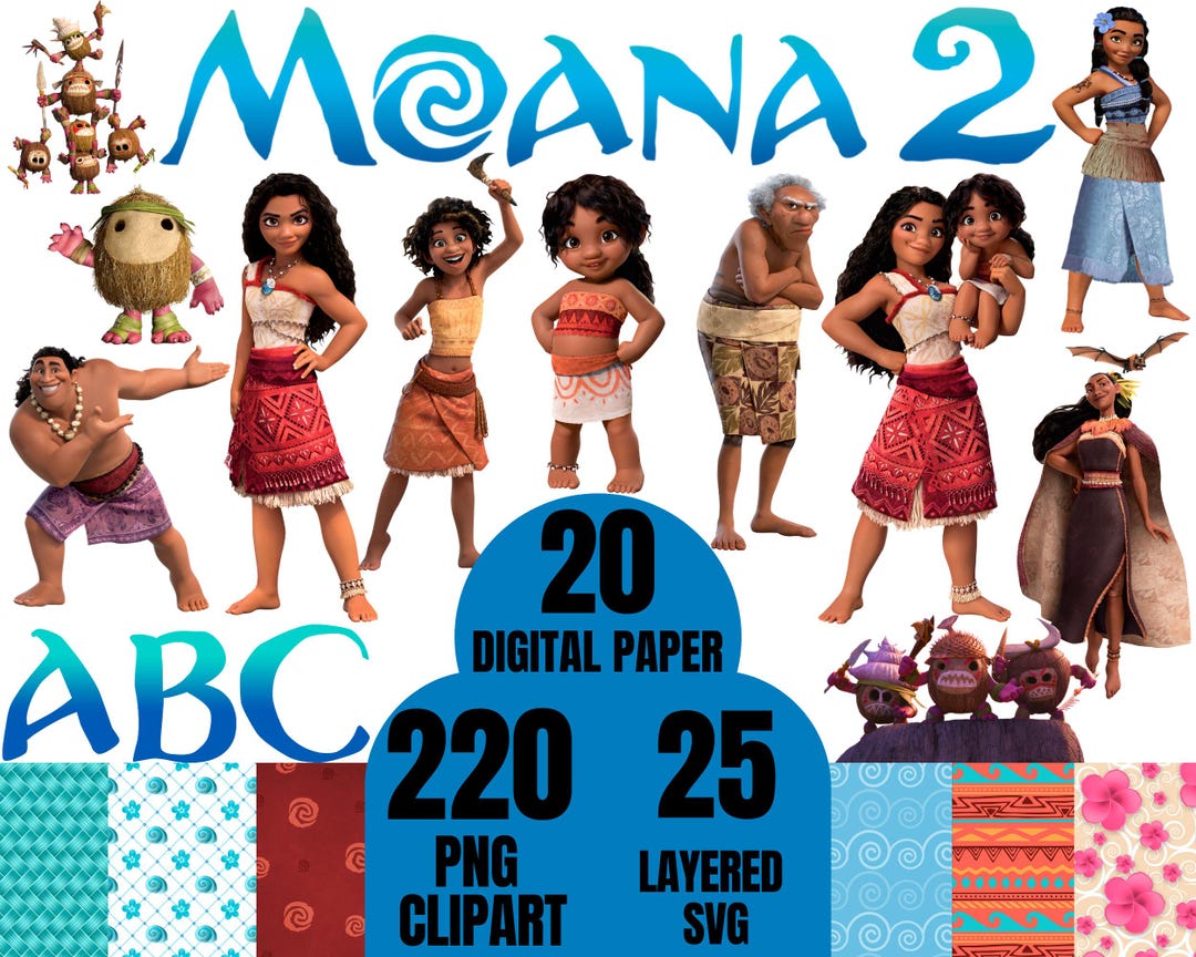 Moana 2 Clipart, Moana 2 PNG, Moana 2 Layered Svg, Moana2 Alphabet ...