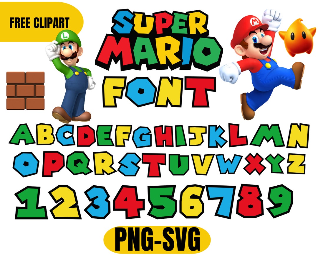 Super Mario Font, Mario Font, Super Mario Letters, Super Mario Font Svg ...