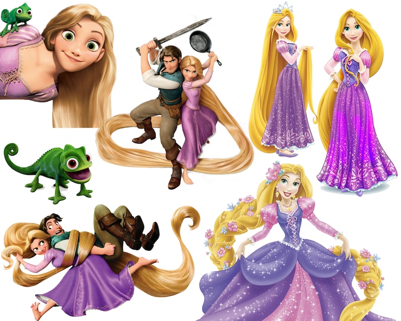 Rapunzel Clipart Bundle: 400 PNG Images (digital Download), Tangled PNG ...