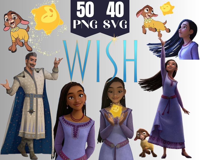 Wish Movie Clipart Bundle: Asha, Queen Amaya (PNG, SVG Digital Download ...