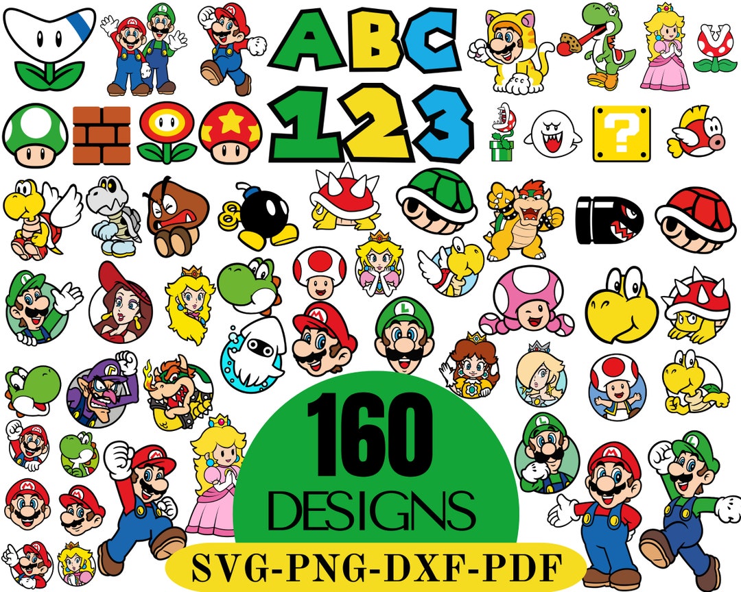 Mario Clipart Bundle, Super Mario Alphabet, Mario Svg Cut Files for ...