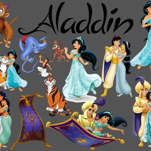 Aladdin Clipart Mega Pack: Jasmine PNG SVG, Alphabet Font (digital ...
