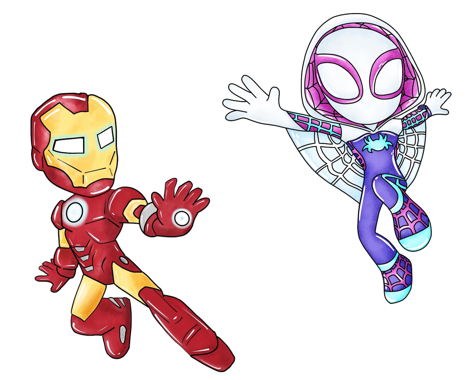 Spidey and His Amazing Friends Watercolor Png Clipart Bundle, Handdrawn ...