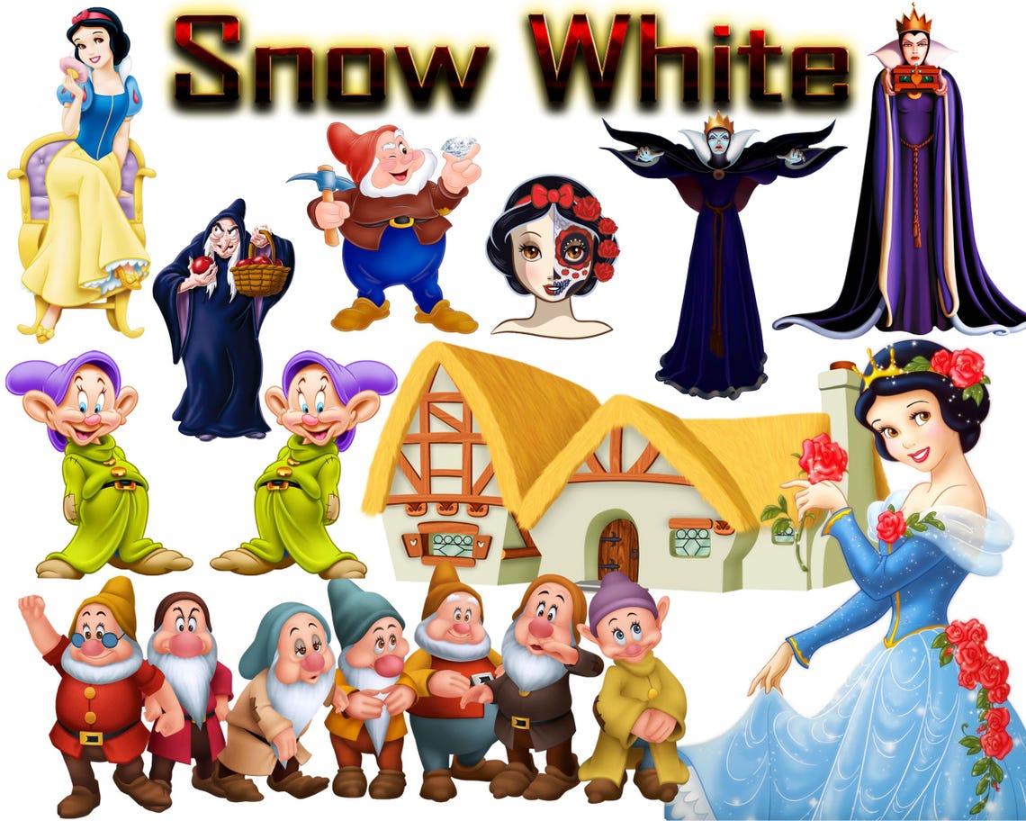 Snow White Clipart Bundle: PNG, SVG, Digital Paper (digital Download ...