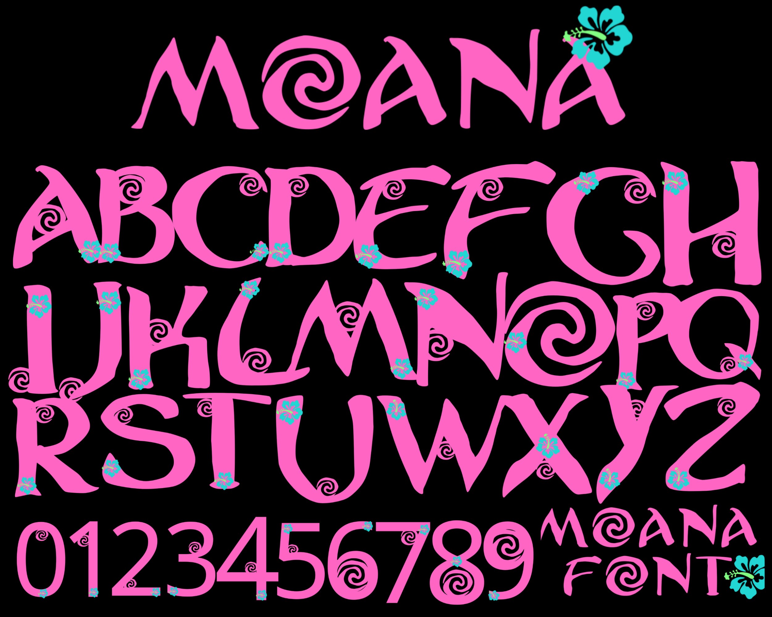 Moana Font: Alphabet, Numbers & Logo (SVG, PNG, TTF) Digital Download ...