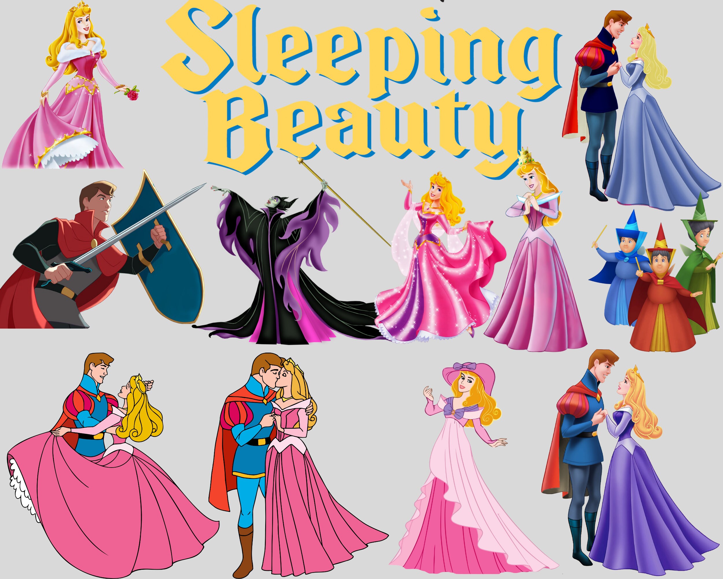 Sleeping Beauty PNG Clipart Bundle: Aurora Princess Graphics (digital ...